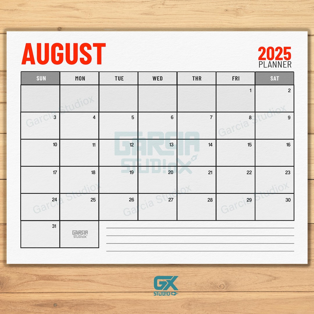 EDITABLE August 2025 Calendar, Fillable Planner, Monthly Schedule for ...