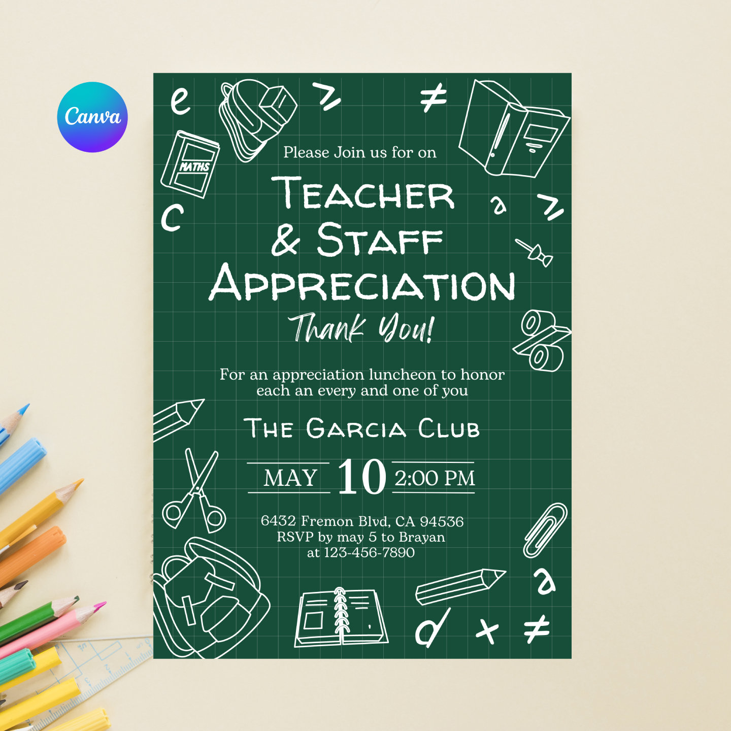 Editable Teacher and Staff Appreciation Luncheon, Happy Teacher Day ...