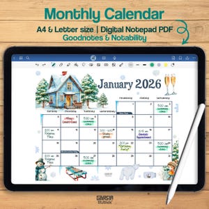 January 2026 Calendar Printable: Winter Cottage Theme (PDF) - Etsy