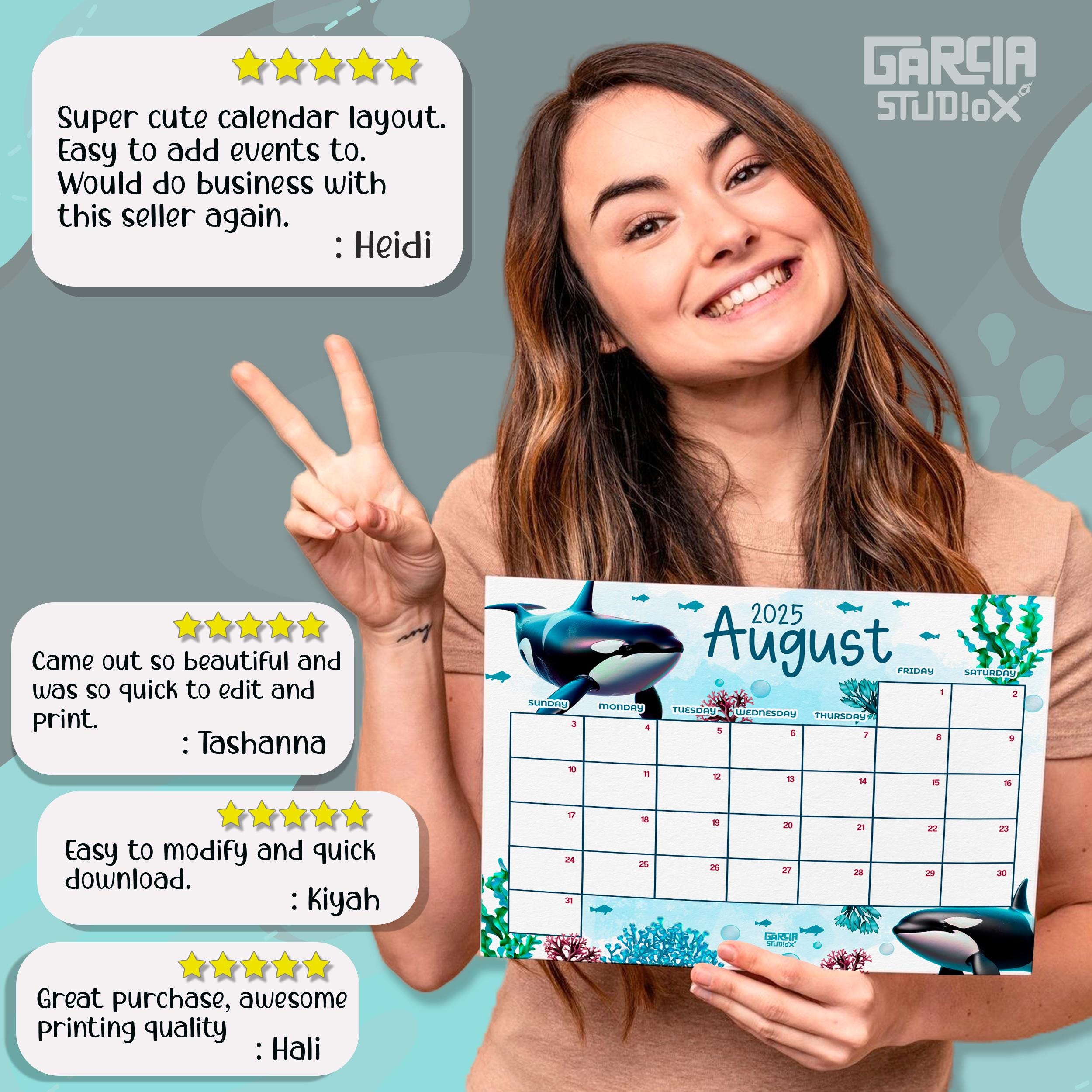 EDITABLE August 2025 Calendar, Fillable Summer Planner, Monthly ...
