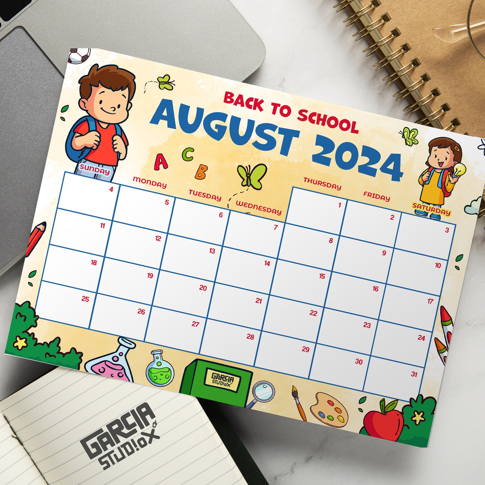 EDITABLE August 2024 Calendar, Fillable Back to School Planner, Monthly ...