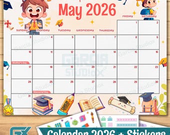 Printable May 2026 Shark Calendar for Kids, Cute Ocean Theme, Editable ...