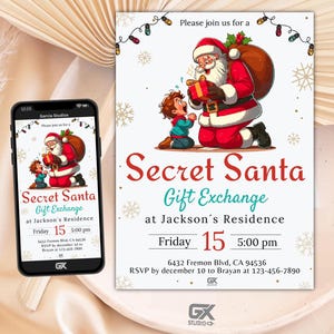 EDITABLE Secret Santa Invitation, Customizable Digital Gift Exchange ...