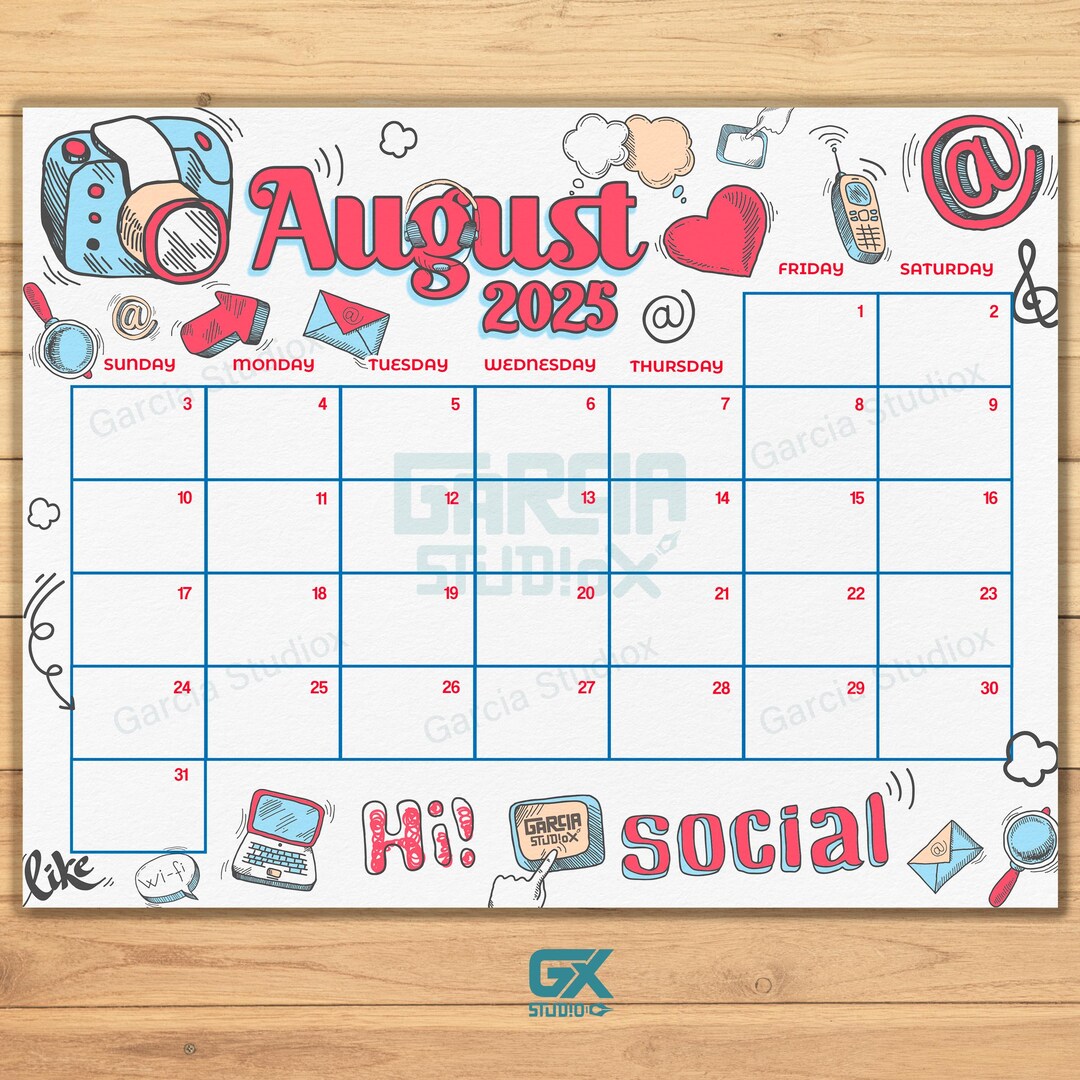 Editable August 2025 Calendar for Social Media Content Creators ...