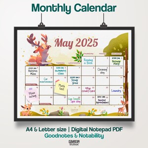 EDITABLE May 2025 Calendar for Kids, Fillable Spring Planner, Monthly ...