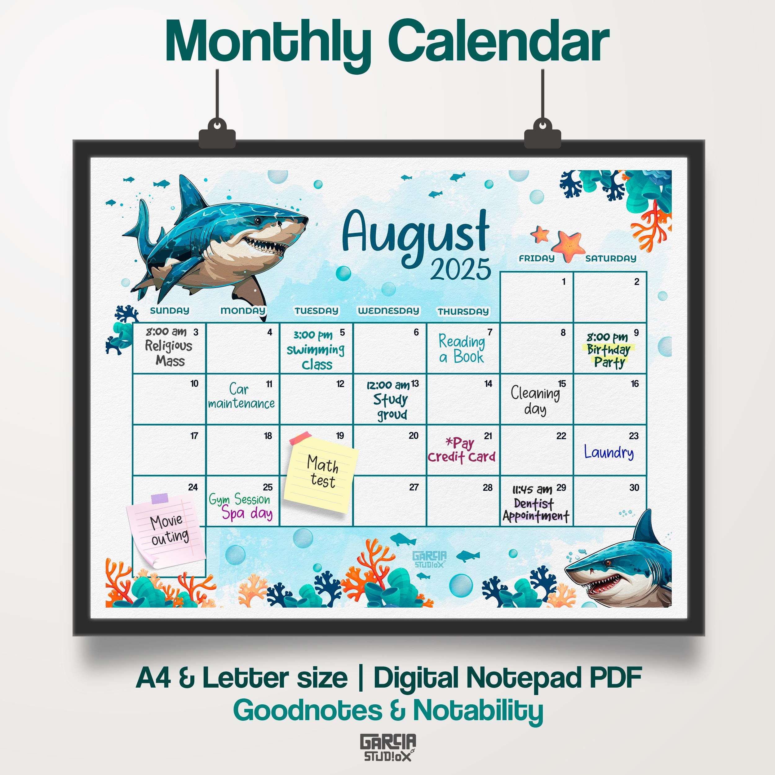 EDITABLE August 2025 Calendar, Fillable Summer Planner, Monthly ...