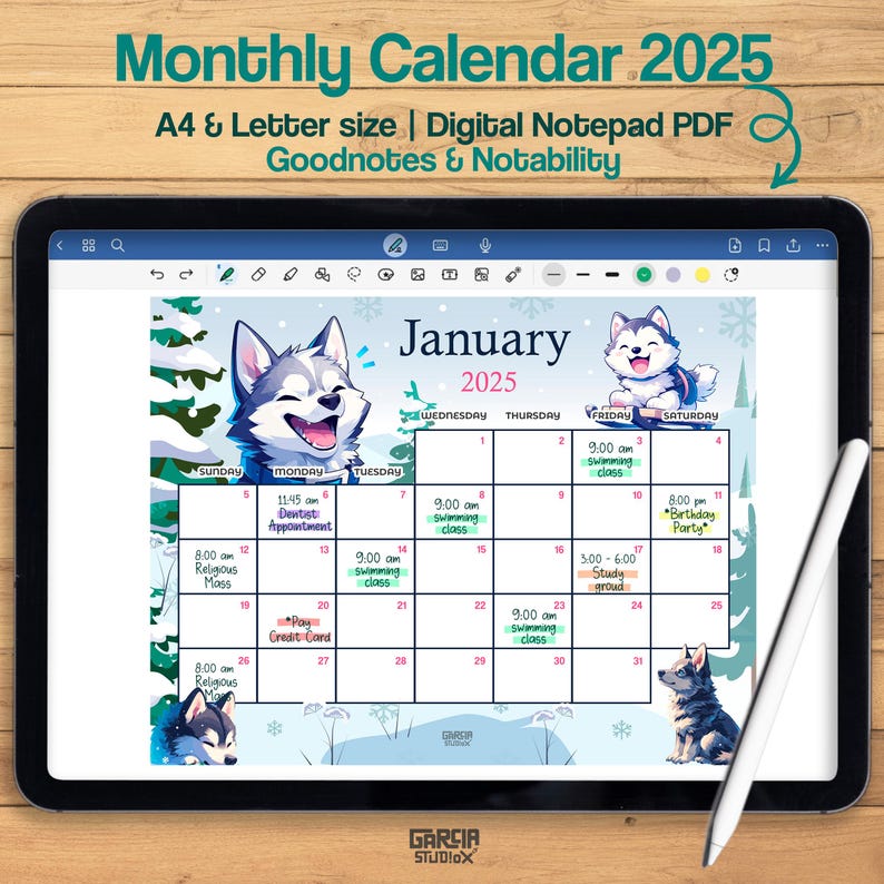 2025 Editable Dog-themed Monthly Calendar, Printable PDF for Dog Lovers ...
