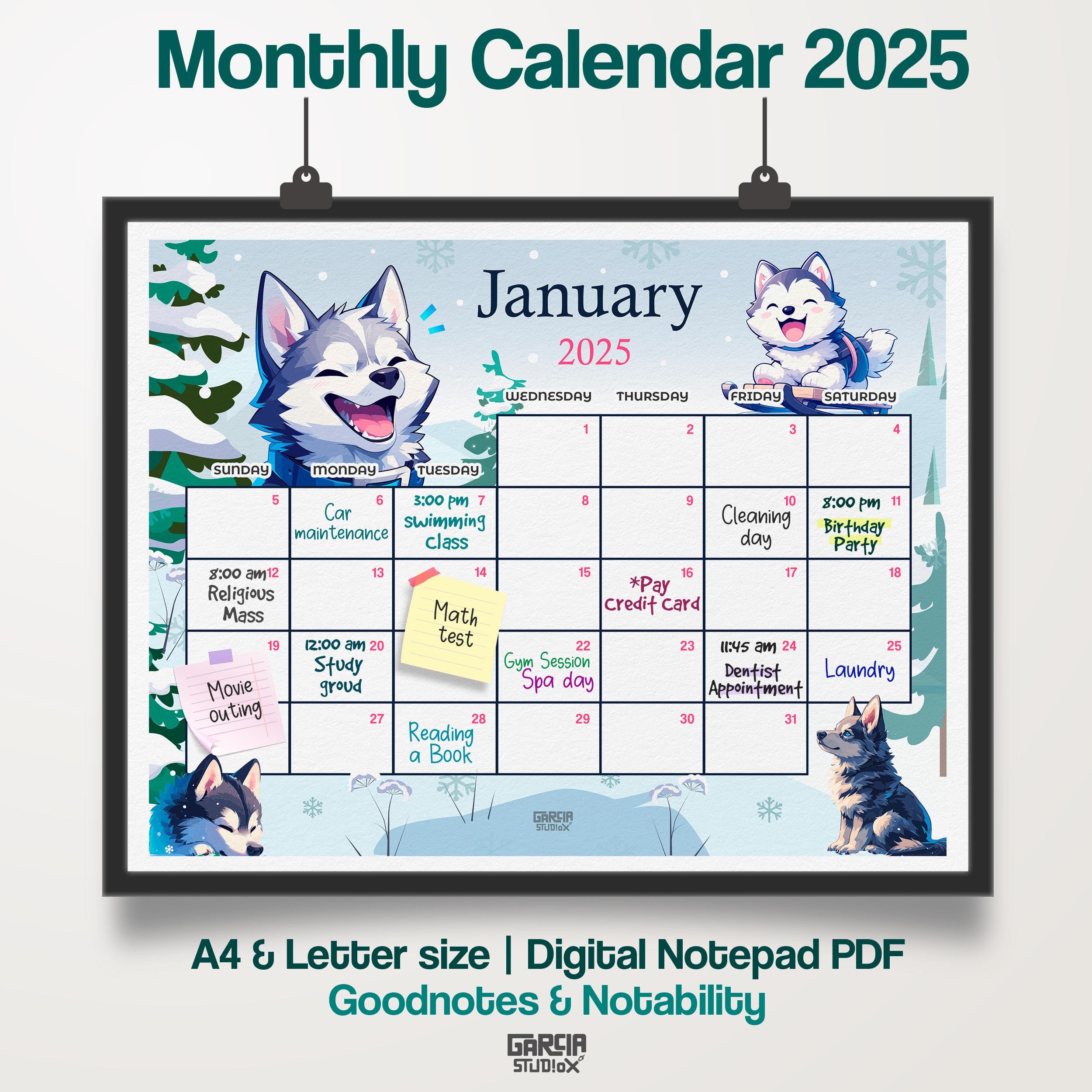 2025 Calendar Kids | Editable Monthly Calendar for Children, School and ...