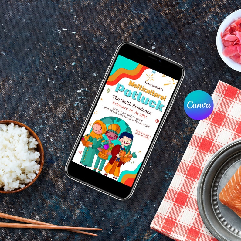 Multicultural Potluck Invitation, International Food Dinner Invitation ...