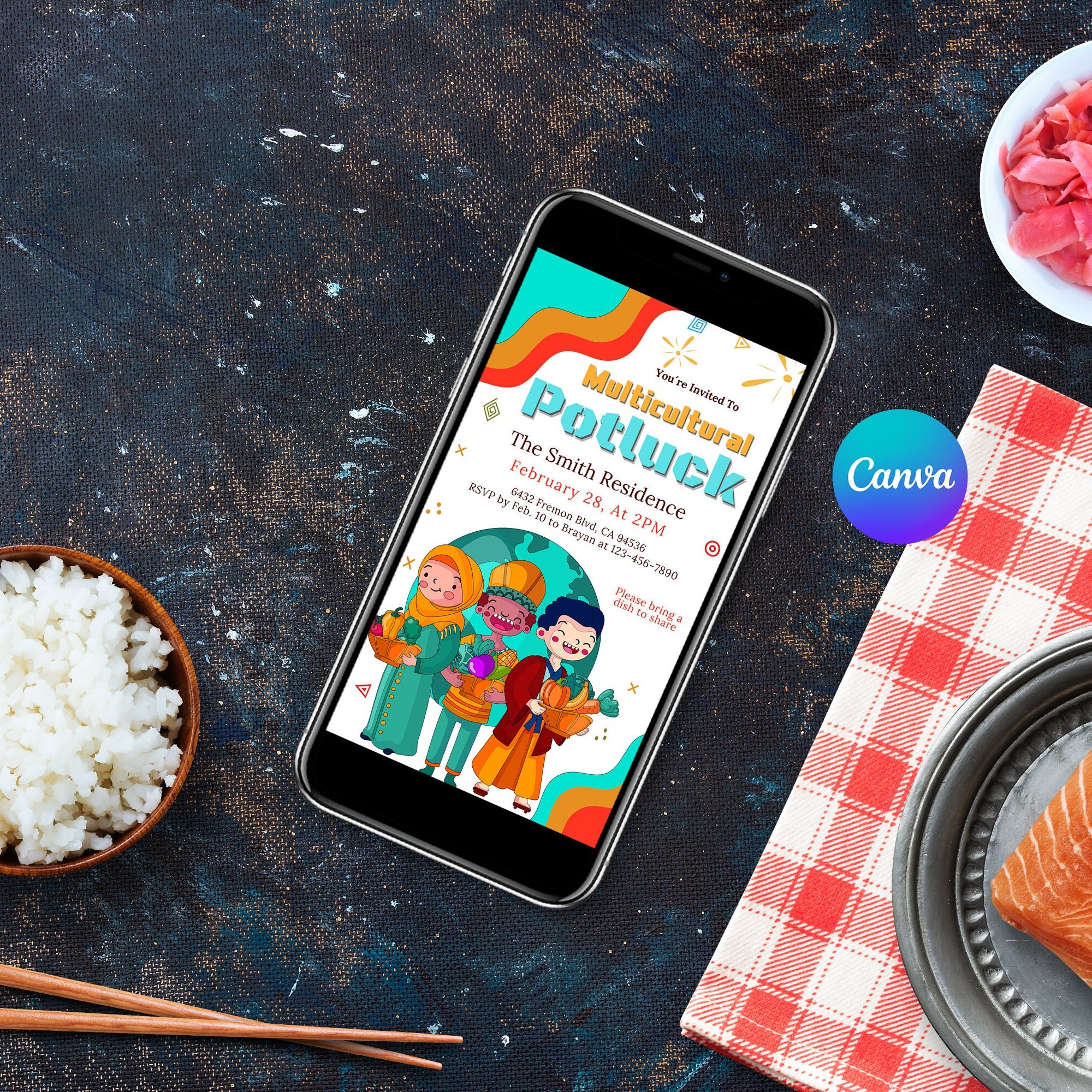 Multicultural Potluck Invitation, International Food Dinner Invitation ...