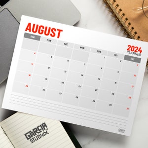 EDITABLE August 2024 Calendar, Fillable Planner, Monthly Schedule for ...