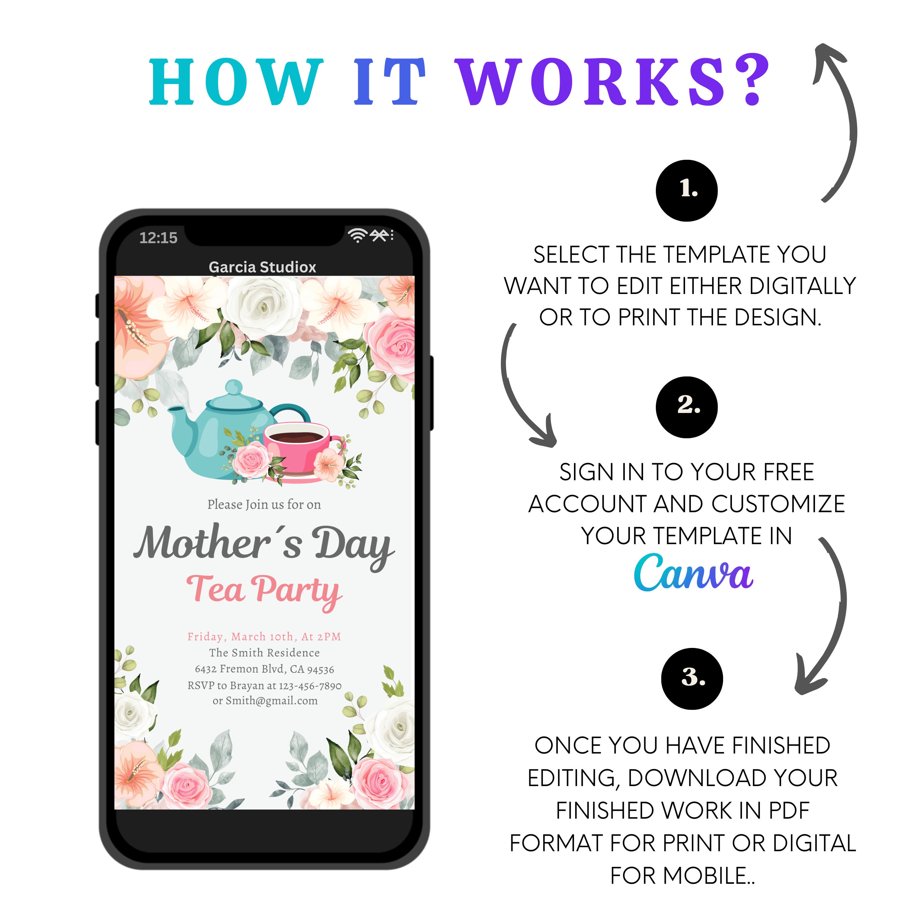 Mother's Day Invitation Mommy and Me Tea Party Download EDITABLE Blush ...