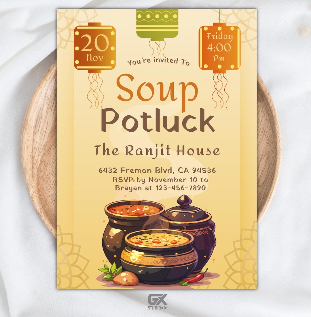 EDITABLE Soup Potluck Invitation, Hindu Theme, Mandalas, Traditional ...