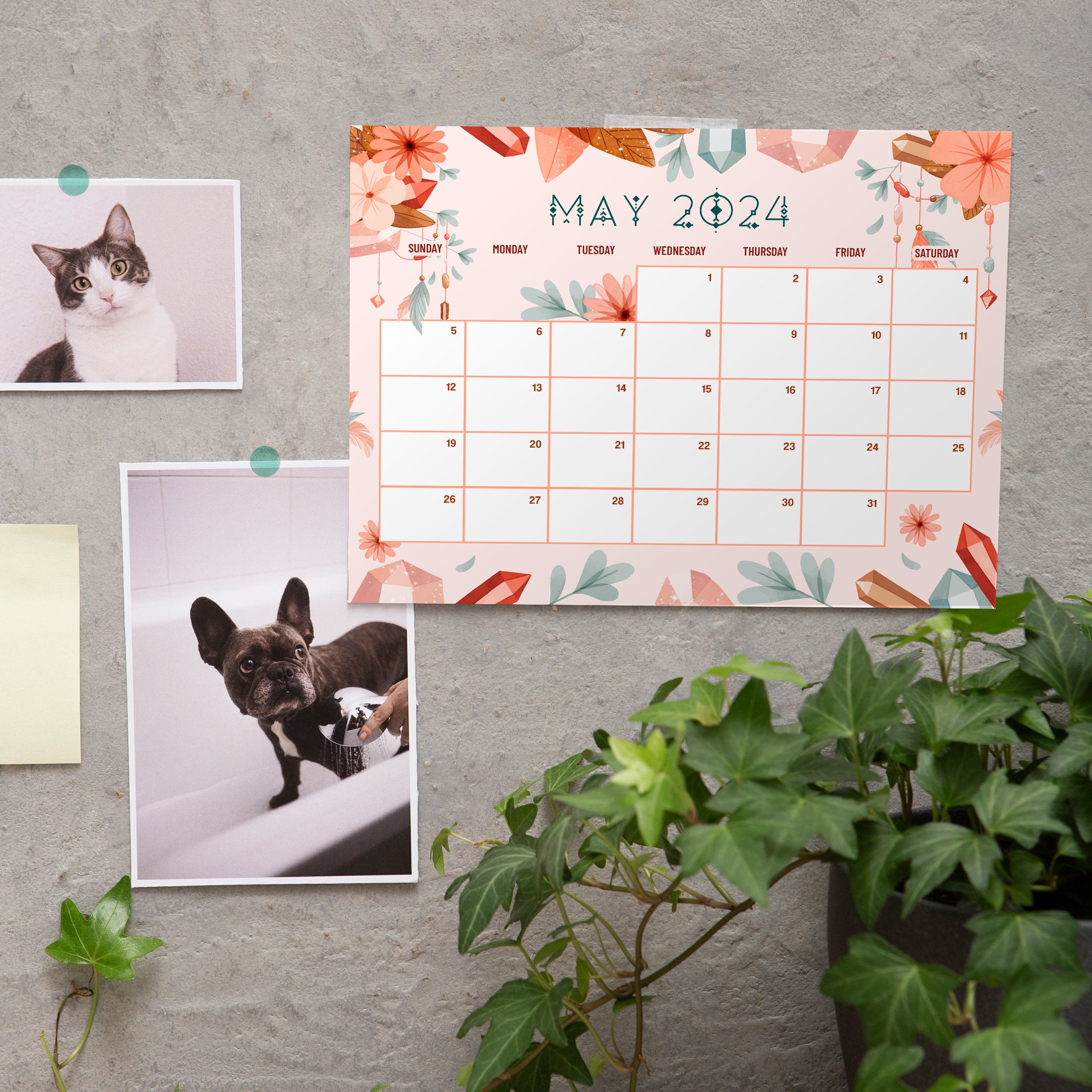 EDITABLE May 2024 Calendar, Fillable Spring Planner, Monthly Schedule ...