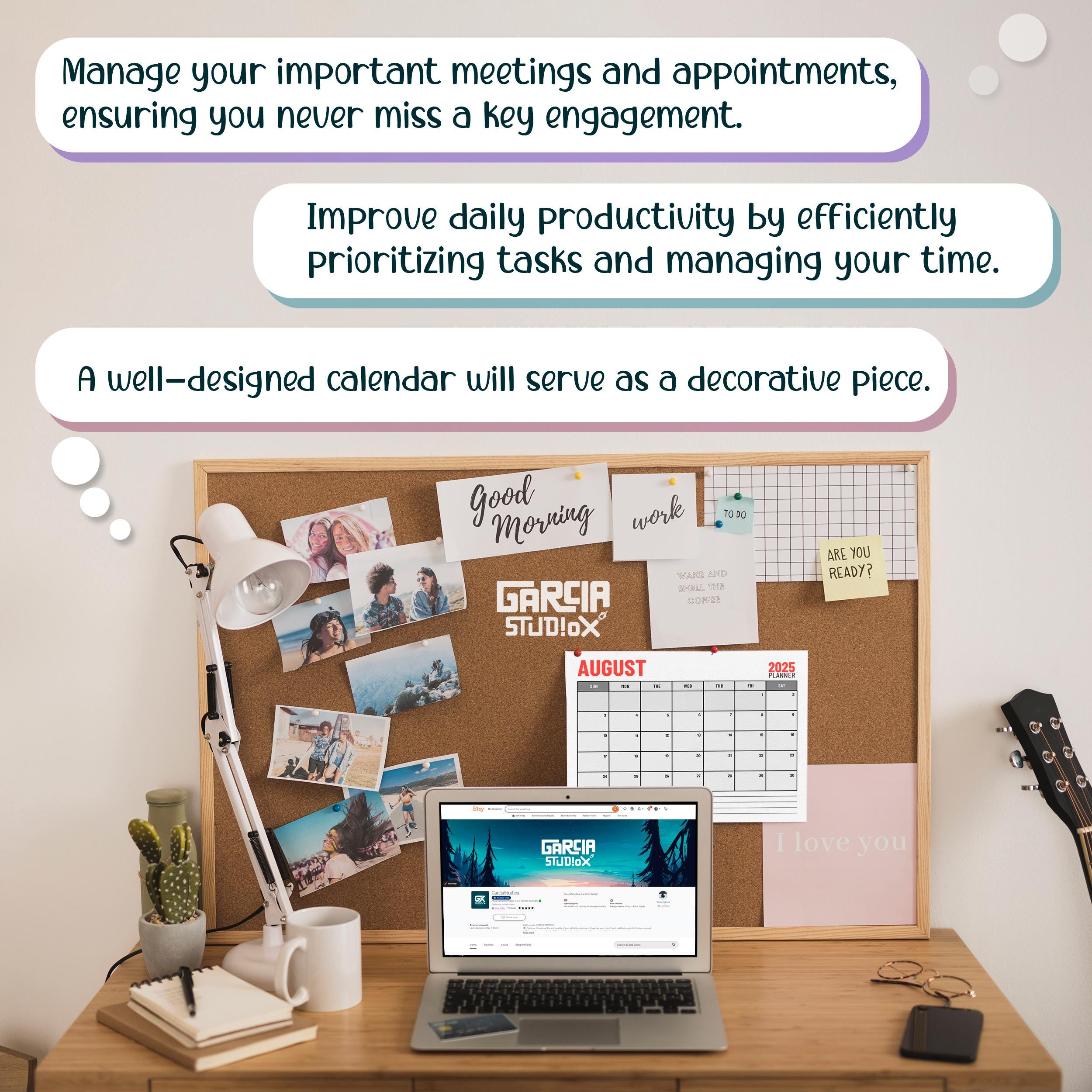EDITABLE August 2025 Calendar, Fillable Planner, Monthly Schedule for ...
