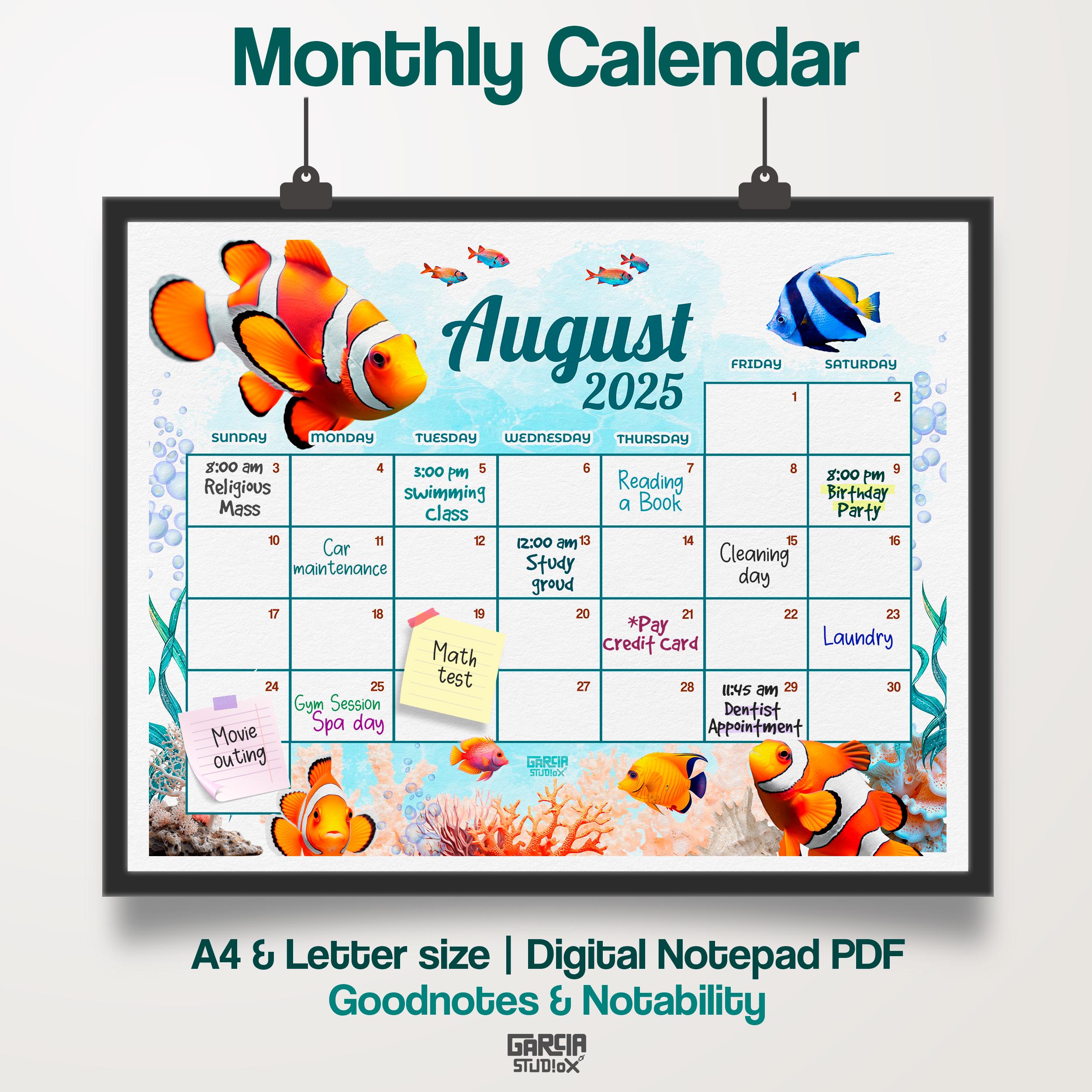 EDITABLE August 2025 Calendar, Fillable Summer Planner, Monthly ...