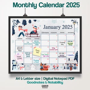 2025 Calendar Printable, Cute Kids Calendar 2025, Wall Calendar PDF ...