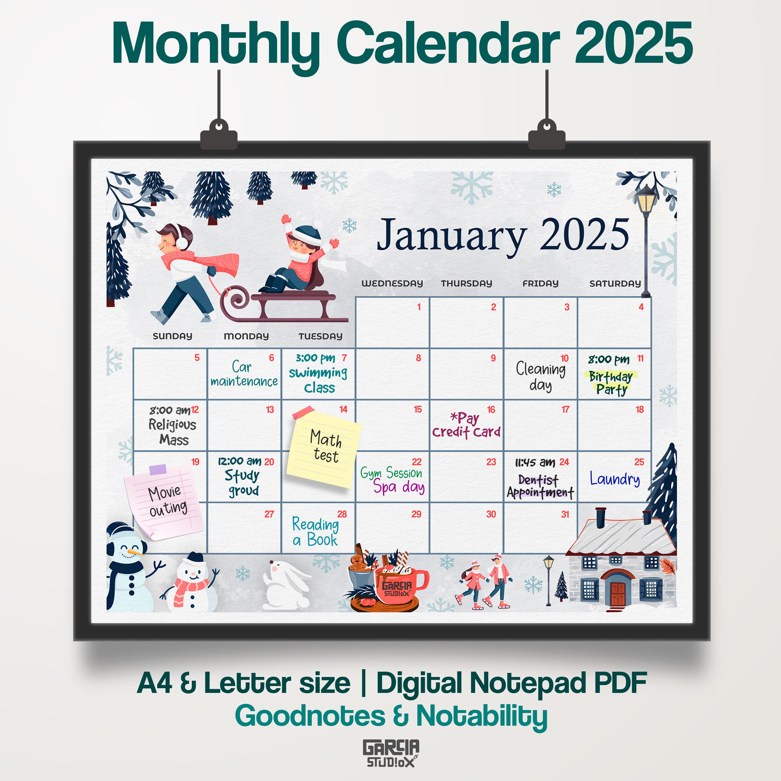 2025 Calendar Printable, Cute Kids Calendar 2025, Wall Calendar PDF ...