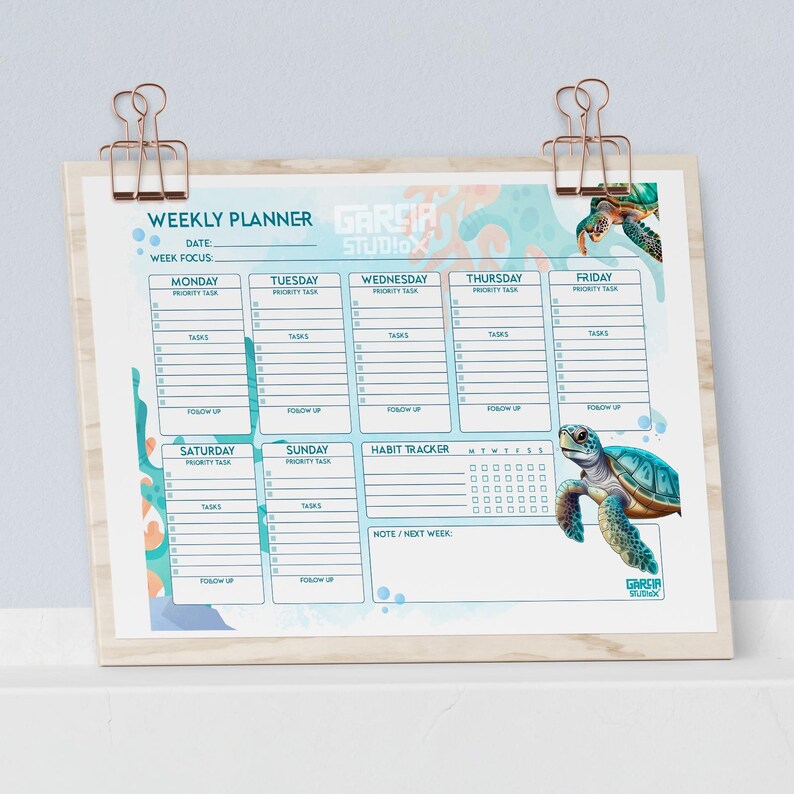 Best Weekly Planner Sea Turtle Design | Improve Your Weekly ...