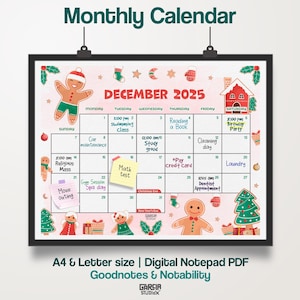 EDITABLE December 2025 Calendar, Fillable Christmas Planner, Monthly ...