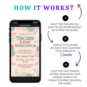 Teacher Staff Appreciation Invitation, Luncheon Appreciation Editable ...