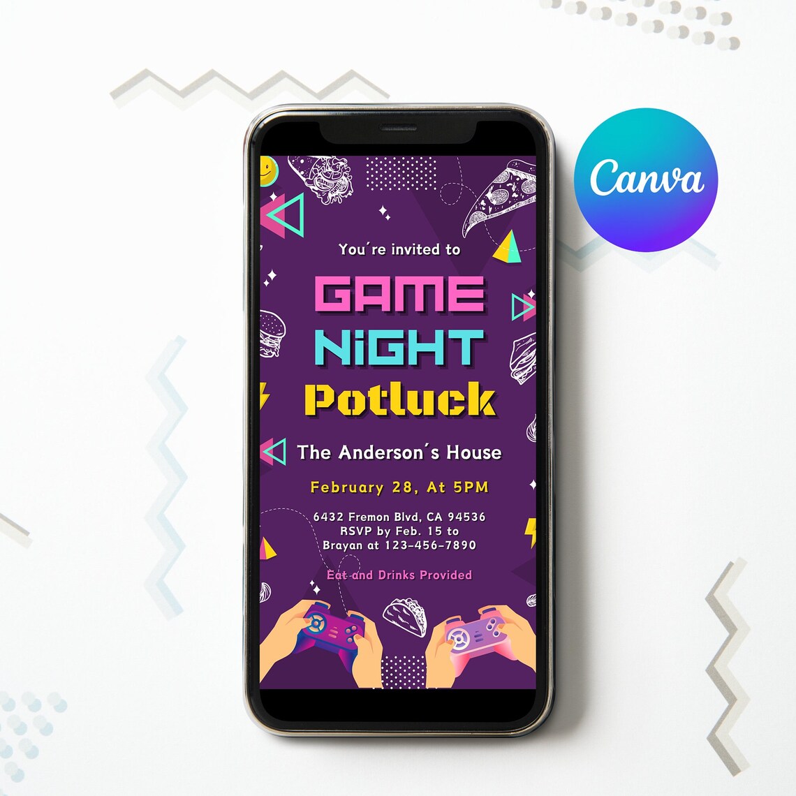 Online Game Night Potluck Invitation, Game Party Potluck Invite, Board ...