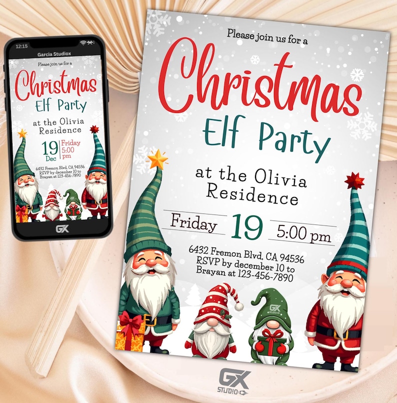 EDITABLE Christmas Elf Party Invitation, Custom Holiday Event Template ...