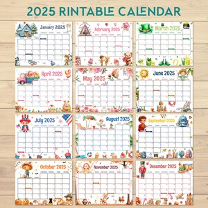 2025 Calendar Printable, Cute Kids Calendar 2025, Wall Calendar PDF ...