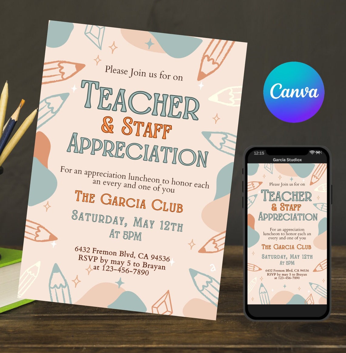 Teacher Staff Appreciation Invitation, Luncheon Appreciation Editable ...
