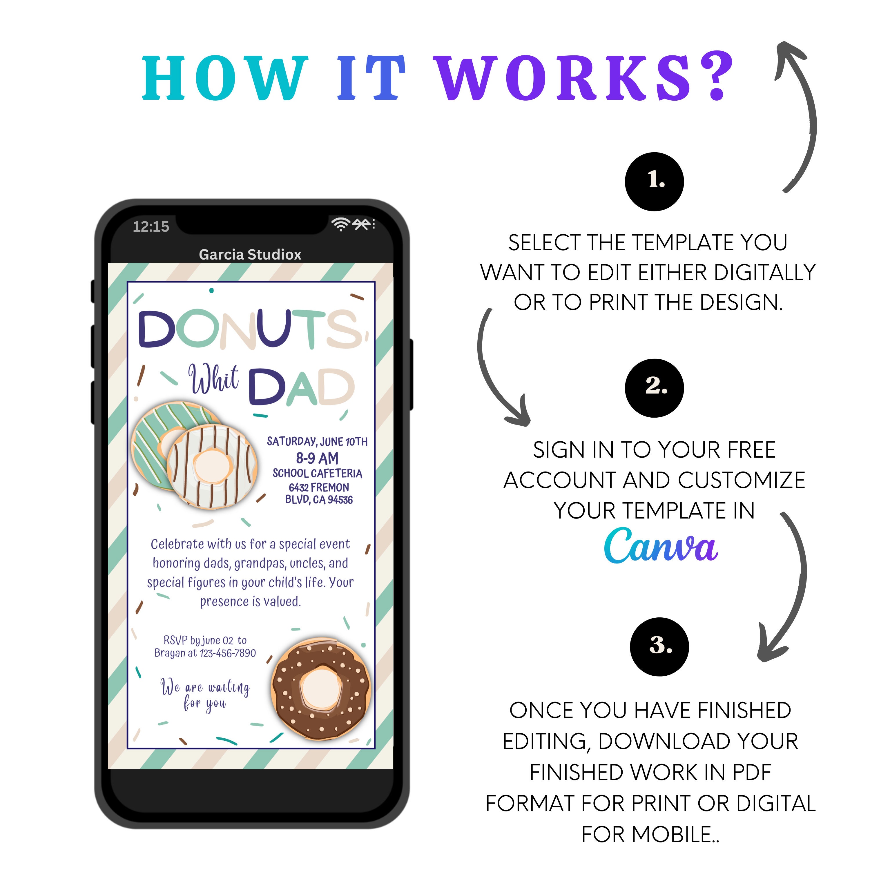 Donuts With Dad, Donuts With Dad Flyer, Donuts With Dad Editable ...