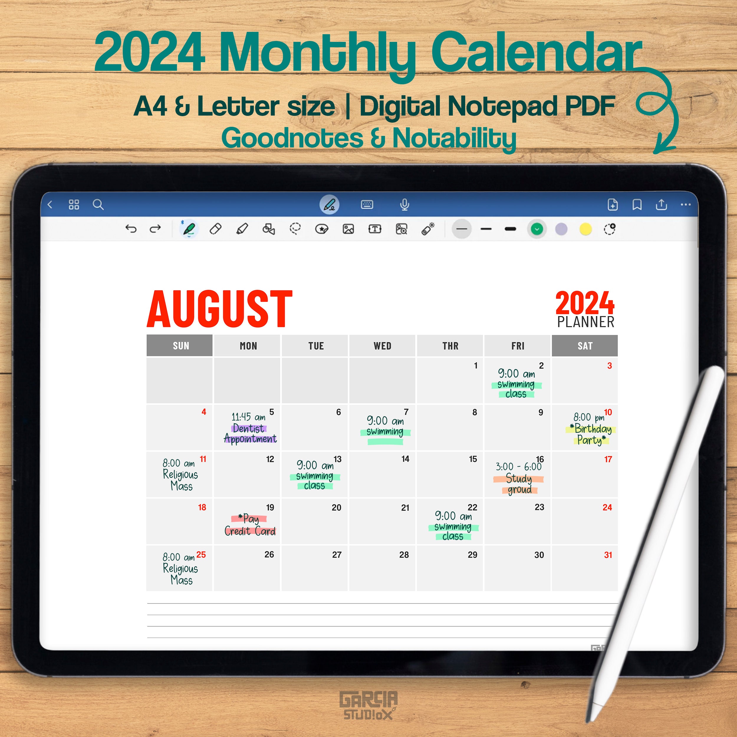 EDITABLE August 2024 Calendar, Fillable Planner, Monthly Schedule for ...
