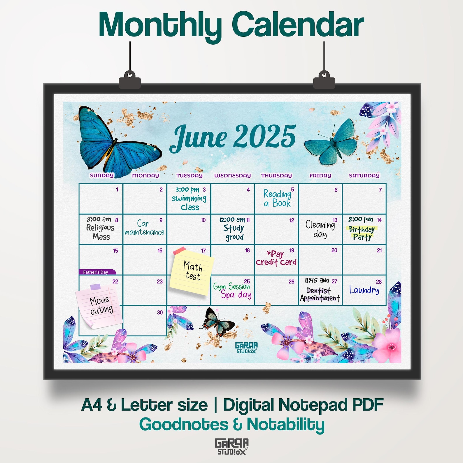 EDITABLE June 2025 Calendar, Fillable Summer Planner, Monthly Schedule ...