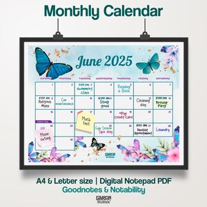 EDITABLE June 2025 Calendar, Fillable Summer Planner, Monthly Schedule ...