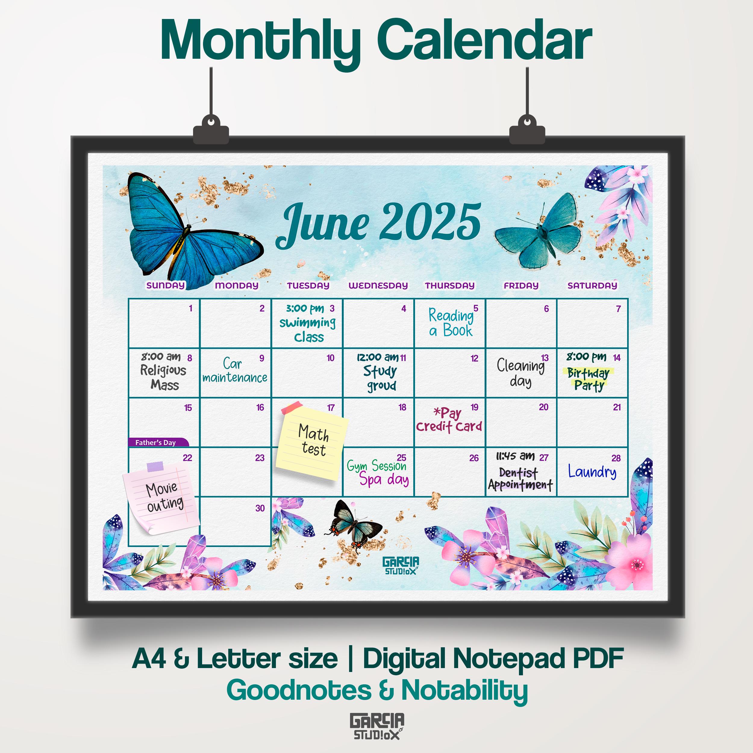 EDITABLE June 2025 Calendar, Fillable Summer Planner, Monthly Schedule ...