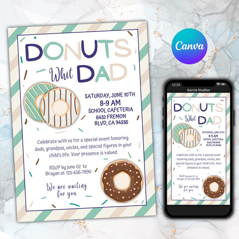 Donuts With Dad, Donuts With Dad Flyer, Donuts With Dad Editable ...
