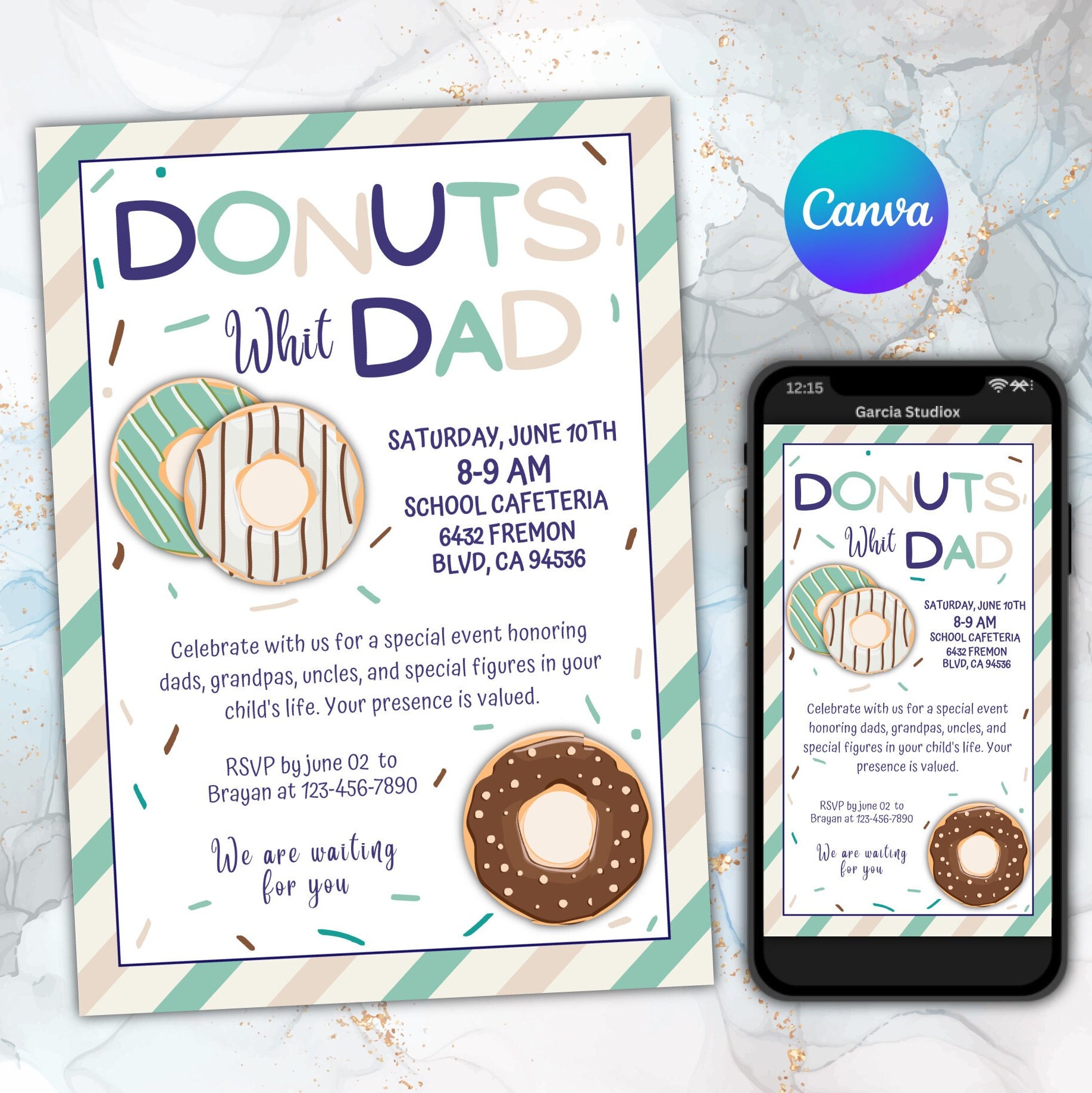 Donuts With Dad, Donuts With Dad Flyer, Donuts With Dad Editable ...
