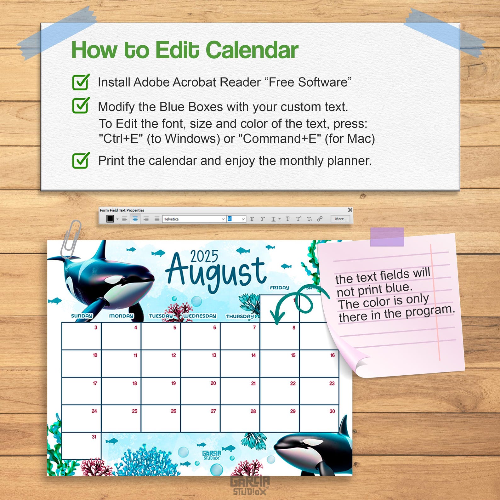 EDITABLE August 2025 Calendar, Fillable Summer Planner, Monthly ...