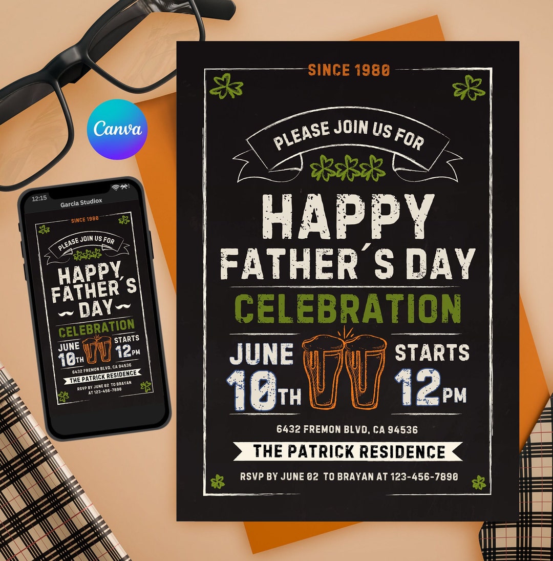 Fathers Day Celebration Invitation, Beer Father's Day Party, Happy ...
