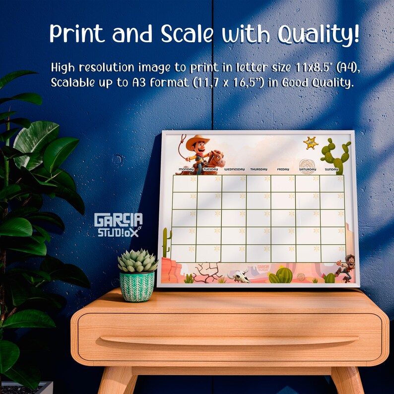 EDITABLE Perpetual Calendar, Cowboy and Rodeo Kids, Monthly Calendar ...