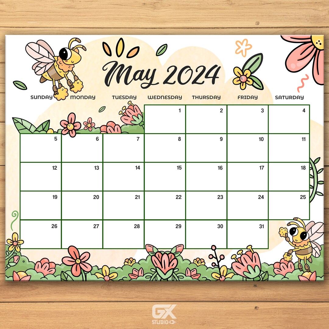 EDITABLE May 2024 Calendar, Fillable Spring Planner, Monthly Schedule ...