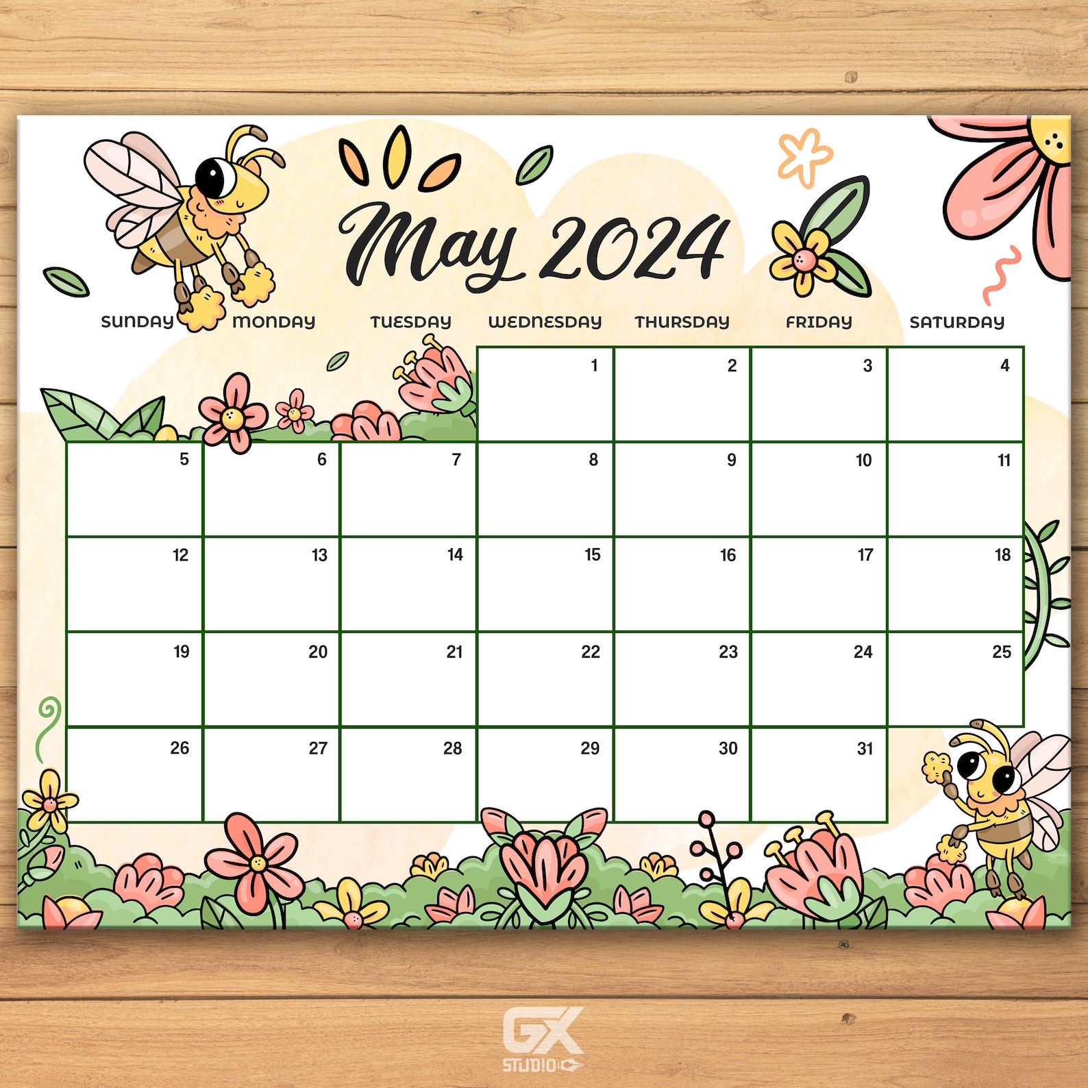 EDITABLE May 2024 Calendar, Fillable Spring Planner, Monthly Schedule ...