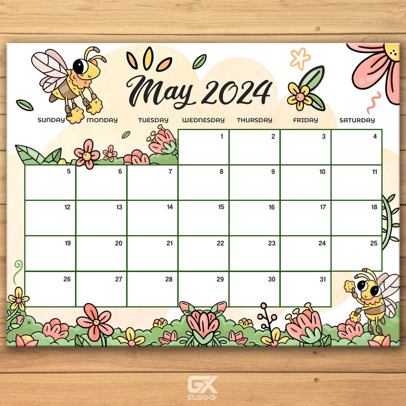 EDITABLE May 2024 Calendar, Fillable Spring Planner, Monthly Schedule ...