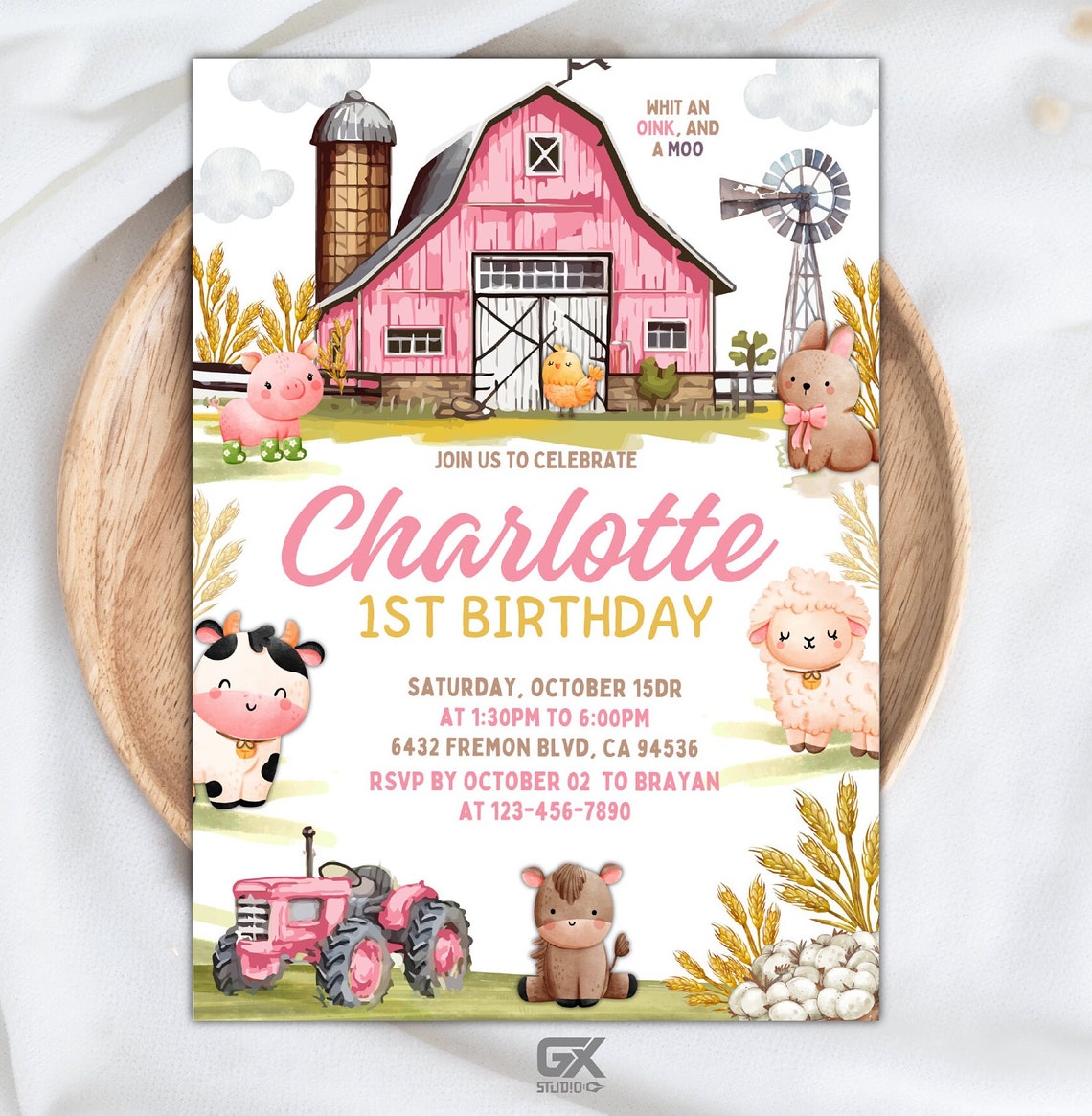 Editable Farm Birthday Invitation, Girl Barn Party, Digital Invite ...