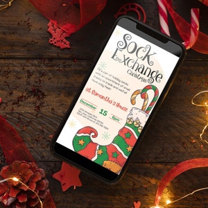 Sock Exchange Christmas Invitations = Stocking Swap Party, Invitation ...
