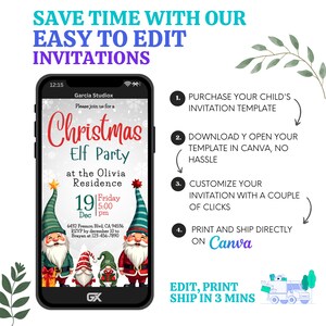 EDITABLE Christmas Elf Party Invitation, Custom Holiday Event Template ...