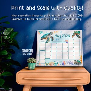 May 2026 Calendar Printable, Cute Sea Turtle Theme, Editable Monthly ...