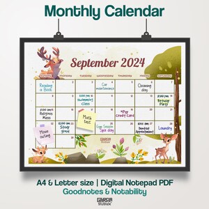 Editable September 2024 Reindeer Calendar, Cute and Festive Printable ...