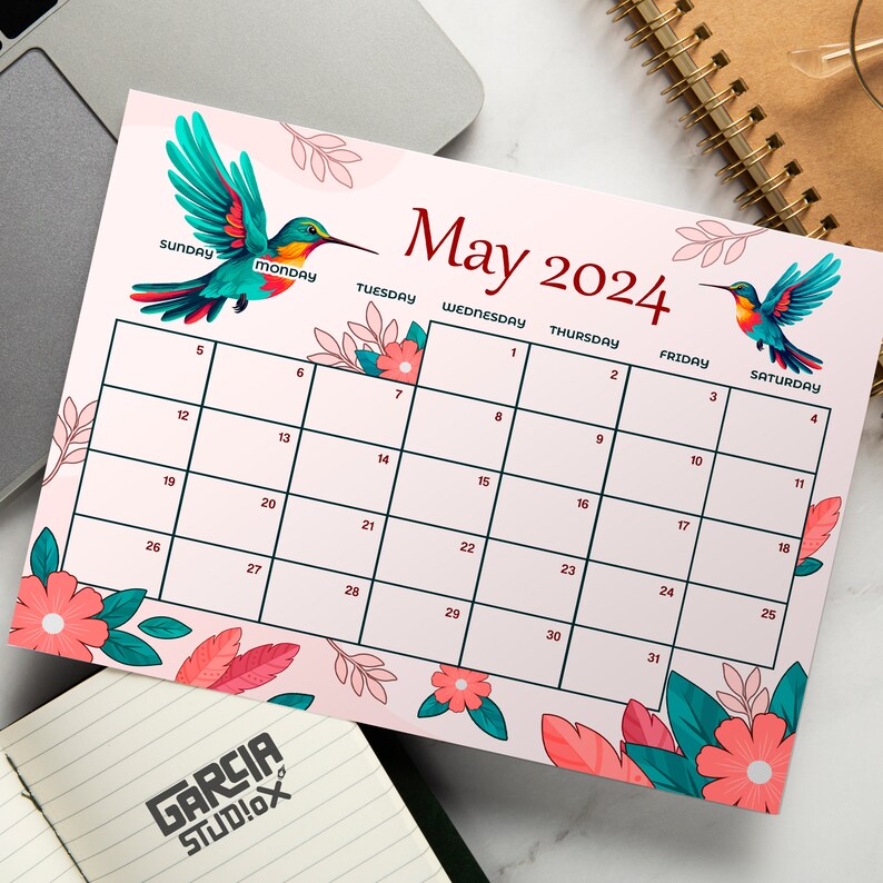 EDITABLE May 2024 Calendar, Fillable Spring Planner, Monthly Schedule ...