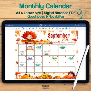 EDITABLE September 2025 Calendar, Cute Fall Design for Kids, Back to ...