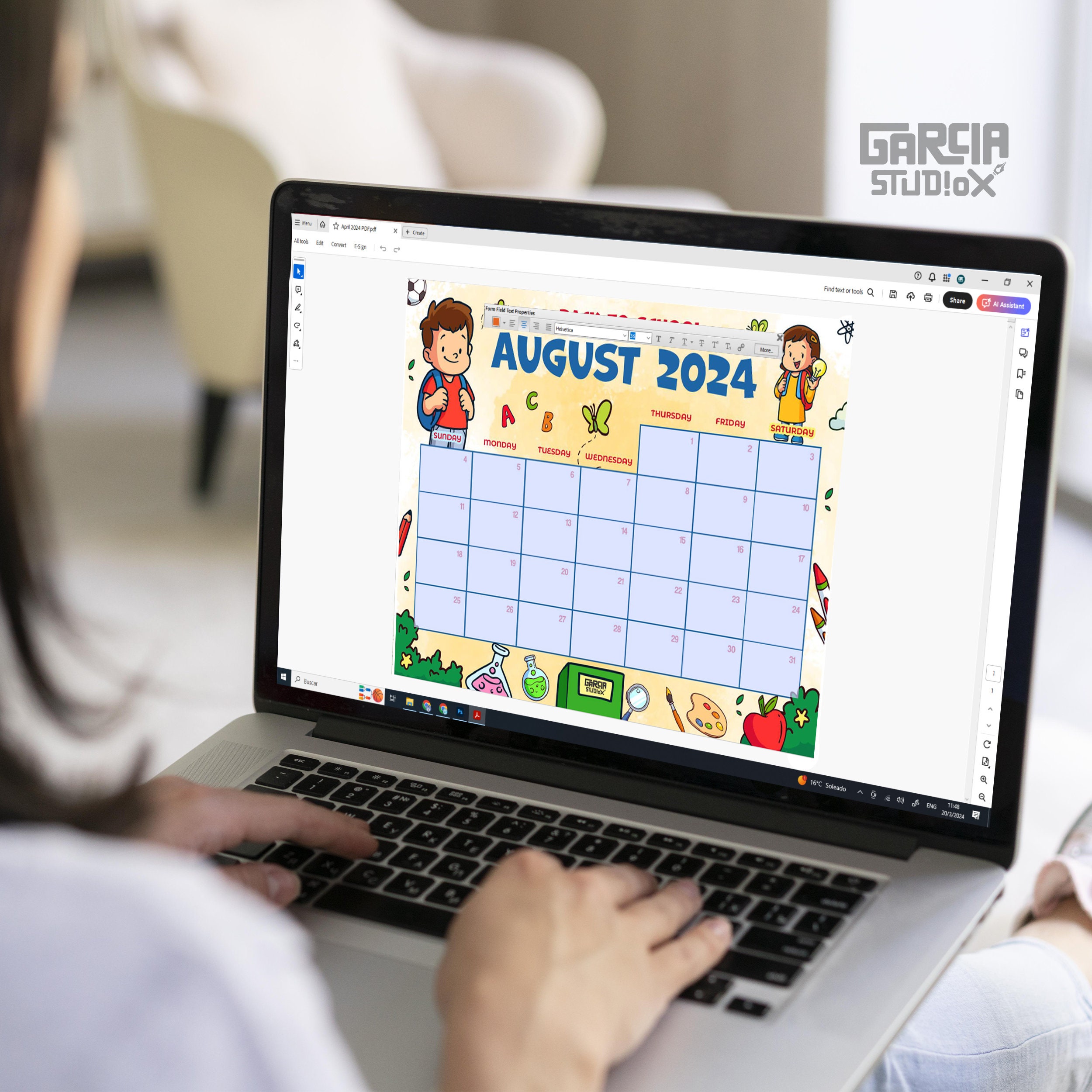 EDITABLE August 2024 Calendar, Fillable Back to School Planner, Monthly ...